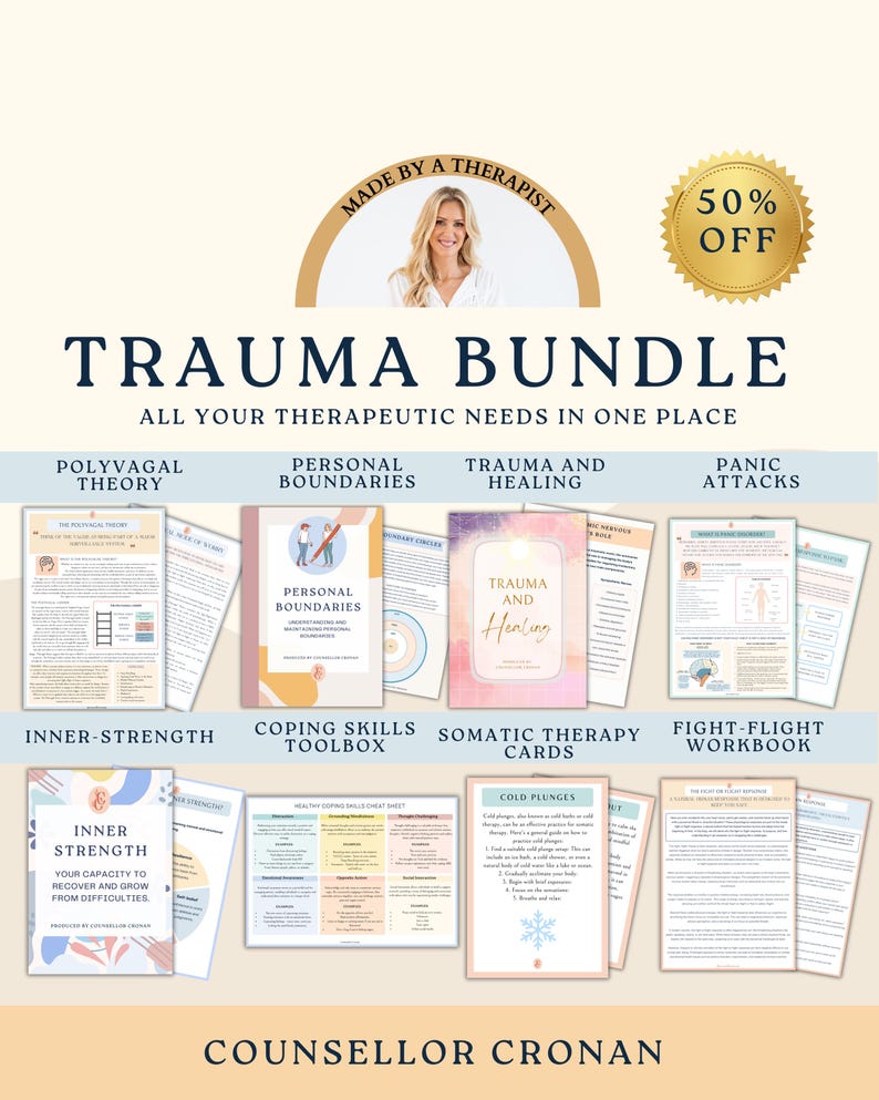 Trauma Worksheets Bundles for Anxiety, PTSD, Coping Skills. the Fight ...