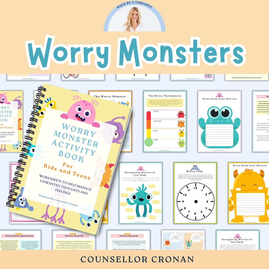 Worry Monster Activity Book, Manage Worries, Anxiety Relief, Zones Self ...