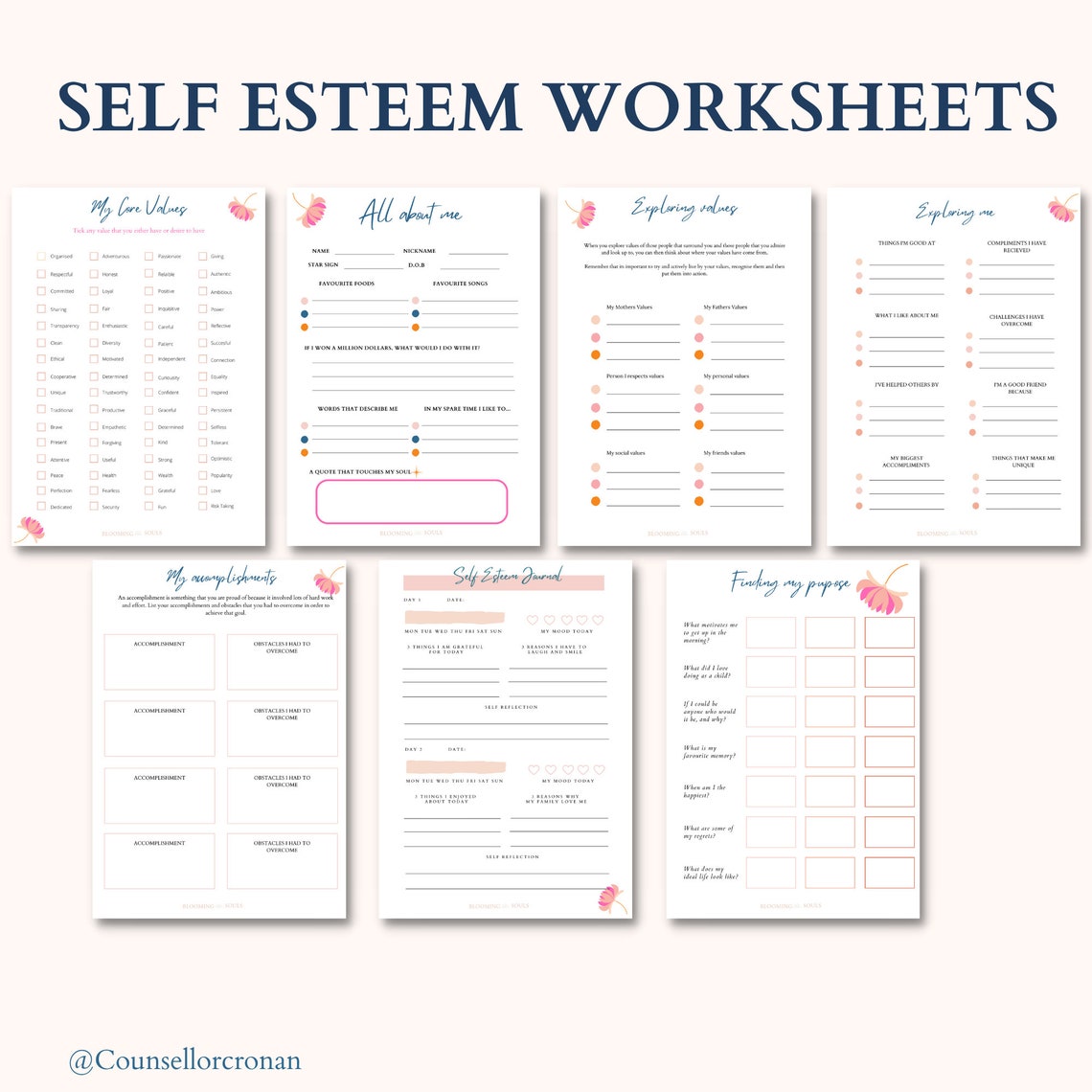Self Esteem Worksheets Therapy Worksheets Therapy Resources - Etsy