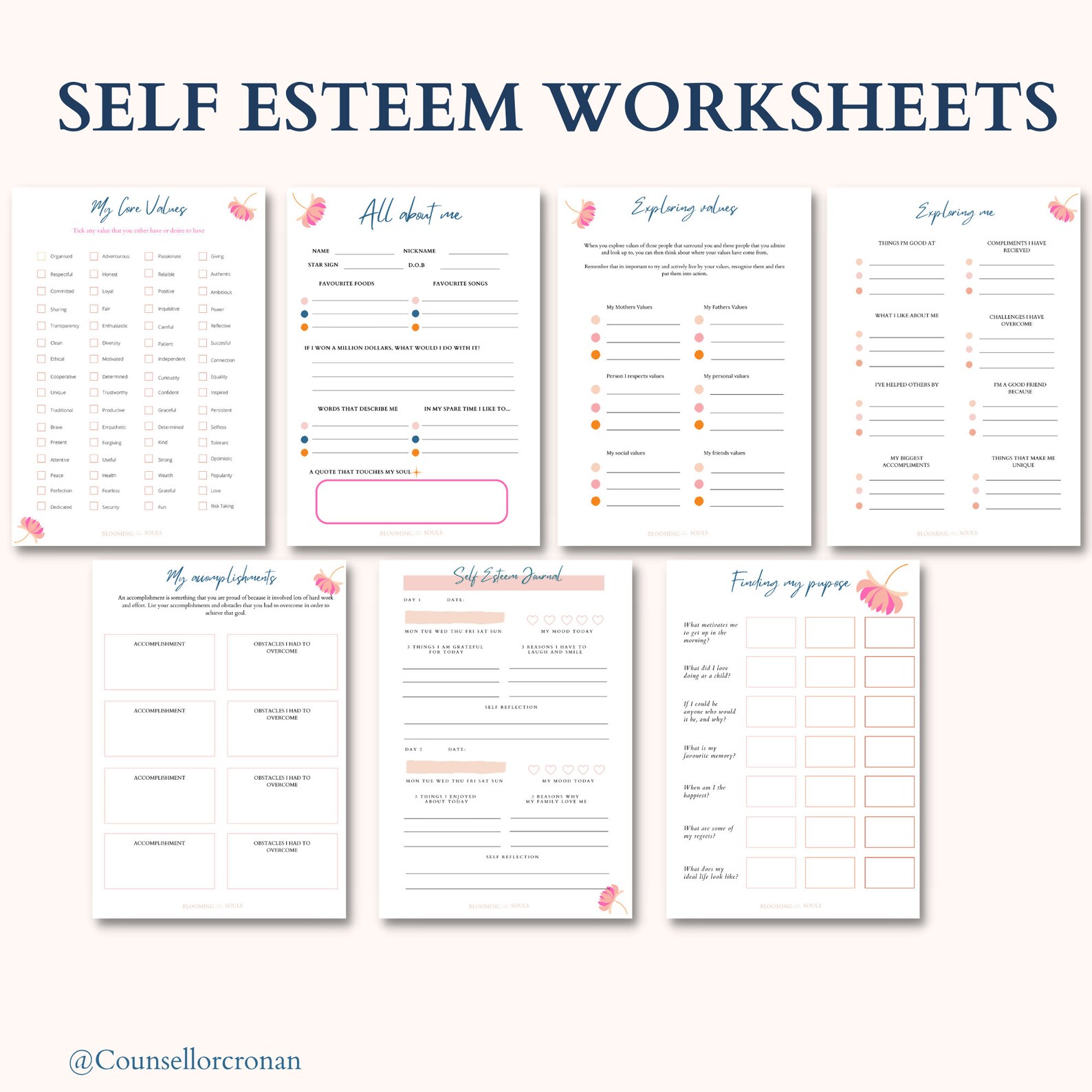 Self Esteem Worksheets Therapy Worksheets Therapy Resources - Etsy