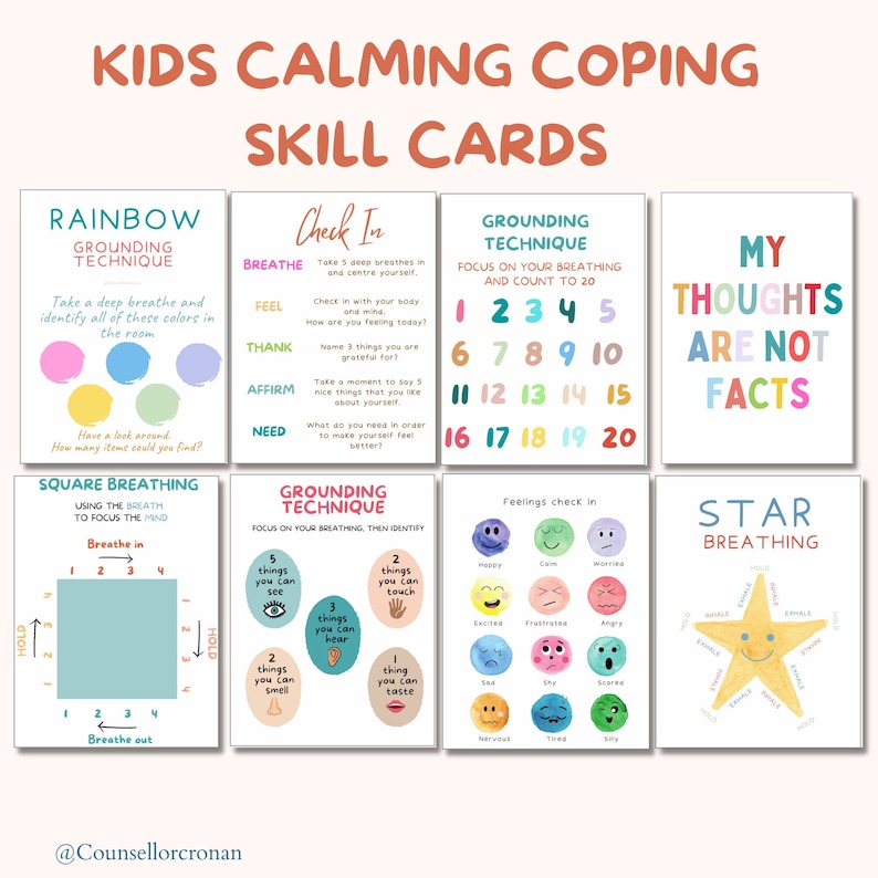 Kids Coping Skills Calm Cards Mindfulness Cards Grounding - Etsy