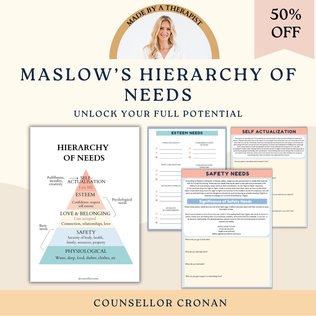 Maslow's Hierarchy of Needs Therapy Self-help Workbook. Therapy ...