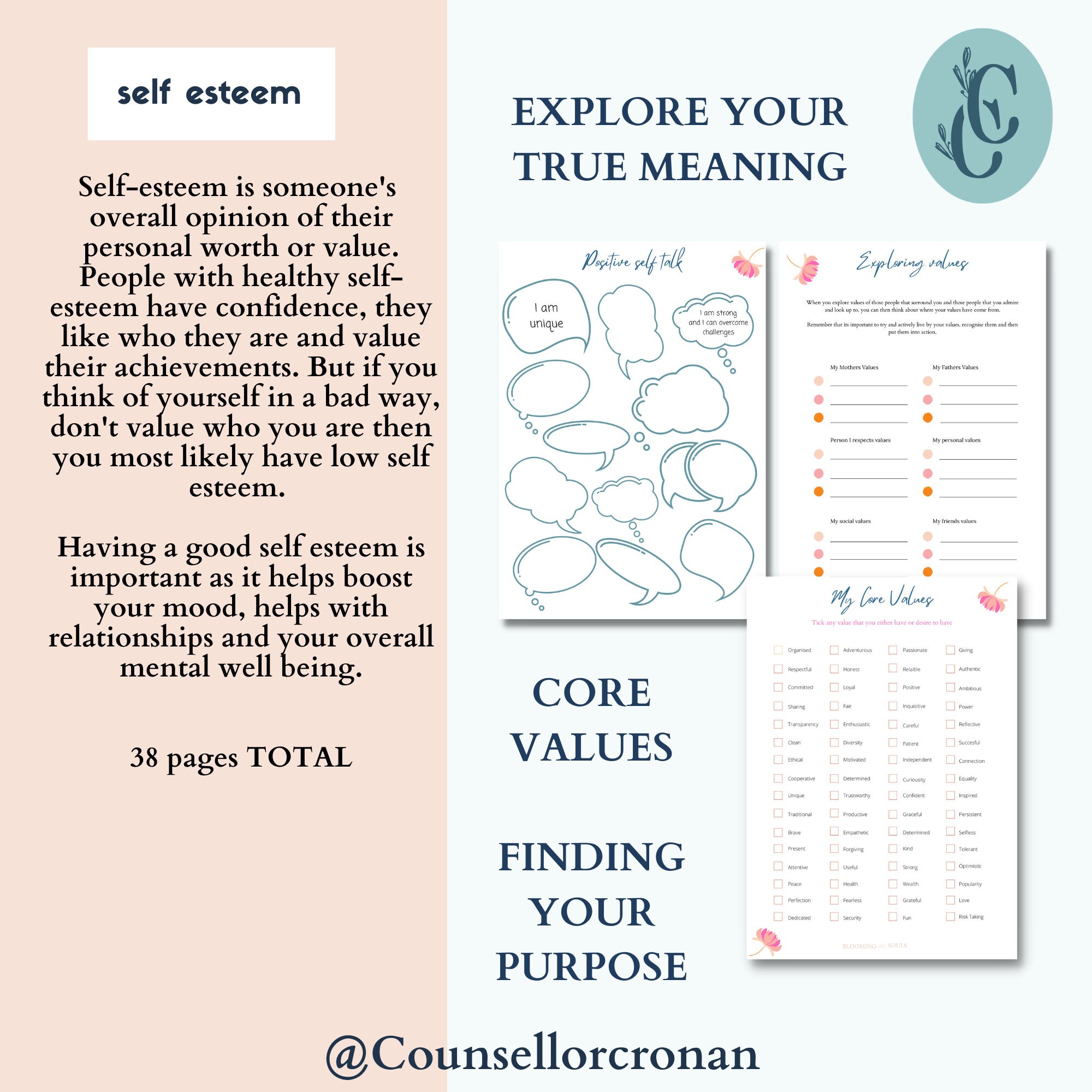 Self Esteem Worksheets Therapy Worksheets Therapy Resources - Etsy