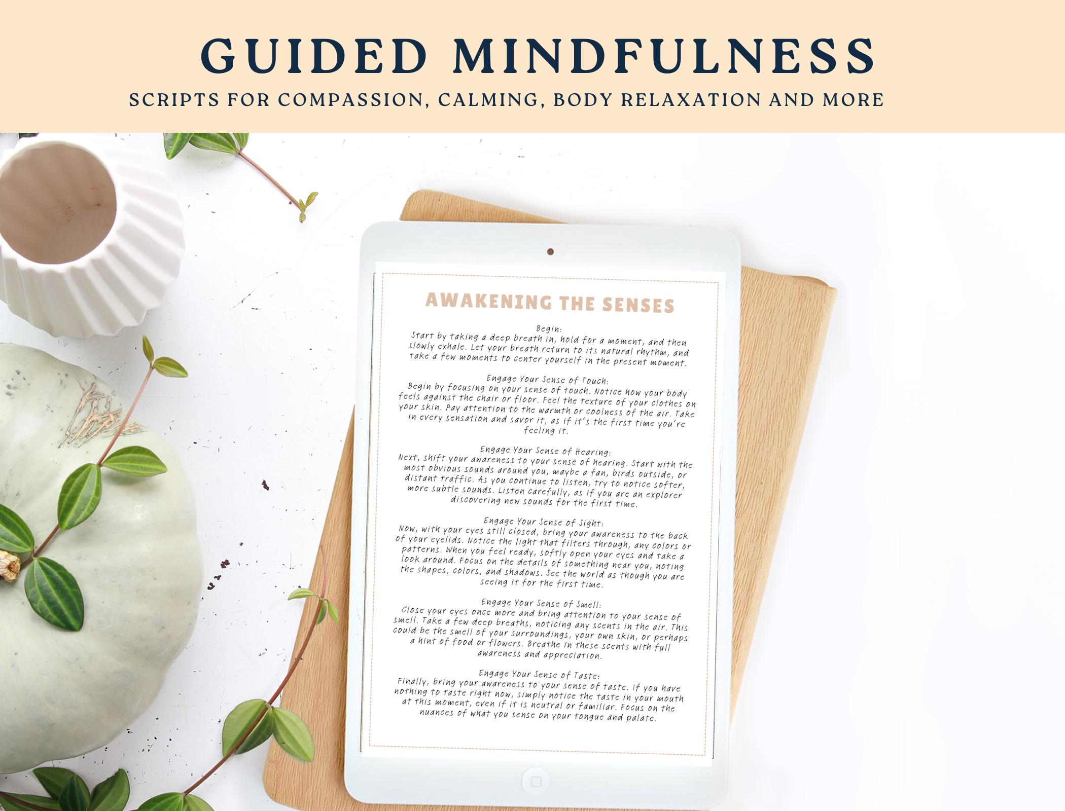 Guided Mindfulness Cards, Scripted Meditation Handouts, Therapy Office ...