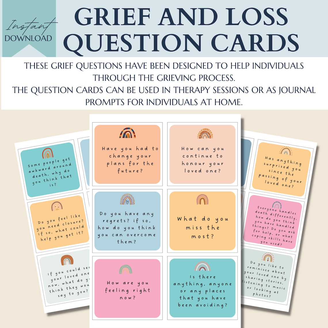 Grief Question and Affirmation Cards Therapy Office Decor - Etsy