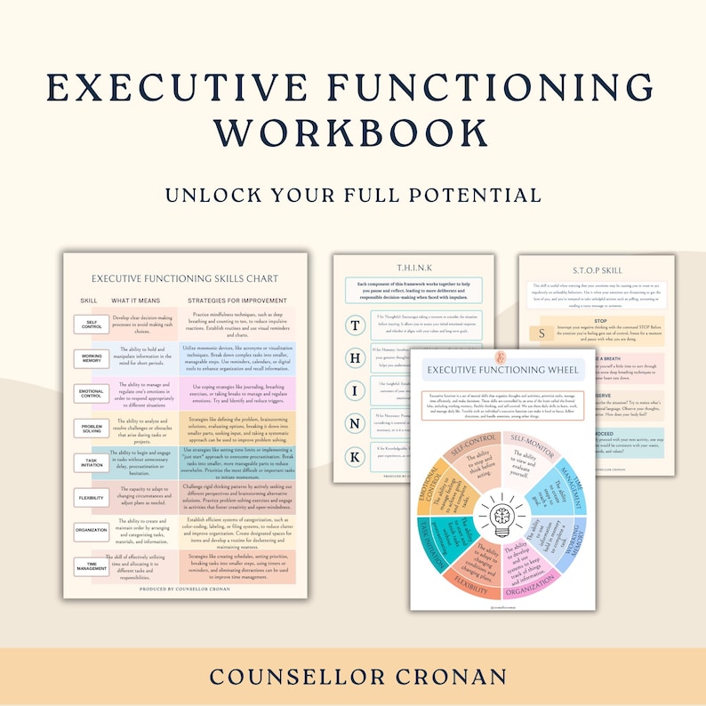 Executive Functioning Wheel and Strategies, ADHD, Autism, Coping Skills ...