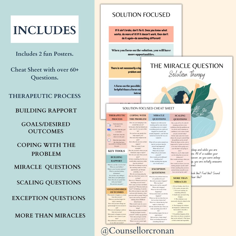 Solution Focused Cheat Sheet Solution Seeking Therapist - Etsy UK