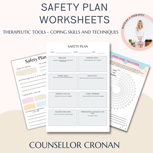 Safety Plan Worksheets for All Ages, Therapist Notes, Therapist ...