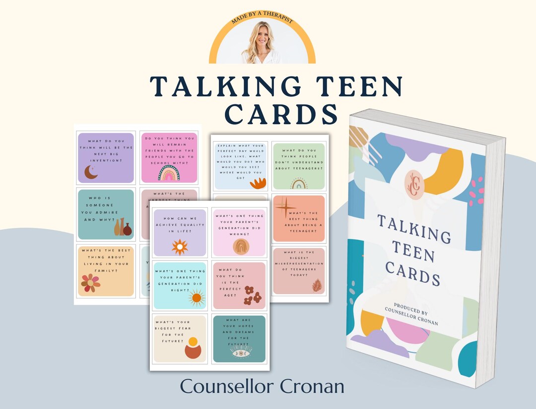 Therapy Question Cards for Teens, Counseling Flash Cards, Conversation ...