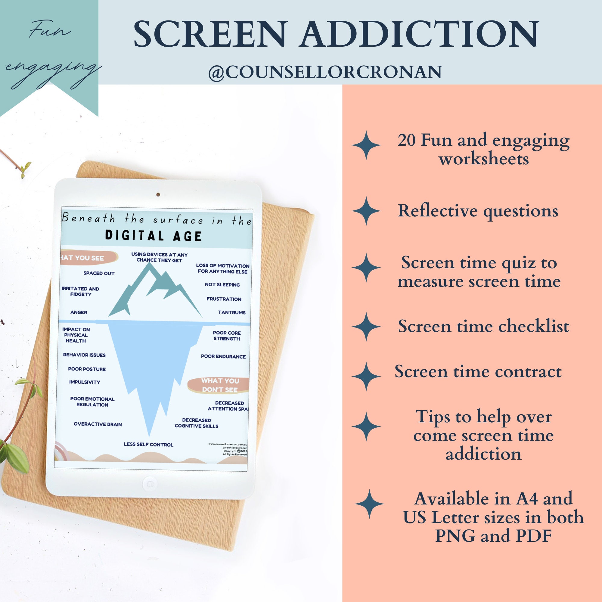 Screen Time Addiction Worksheets Kids Therapy Child - Etsy Australia