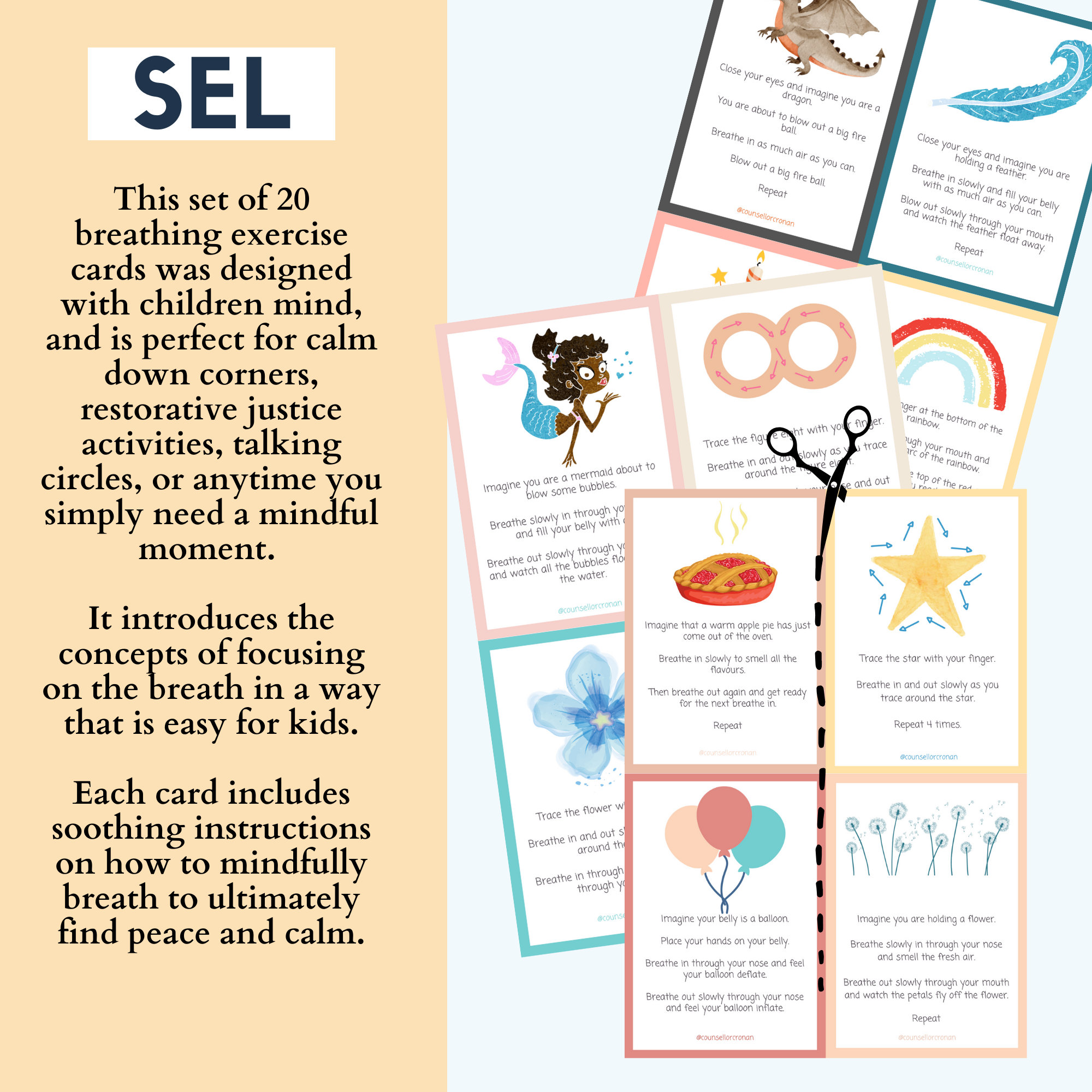 Mindfulness Breathing Cards, Mindful Cards, Calming Corner, Calming ...