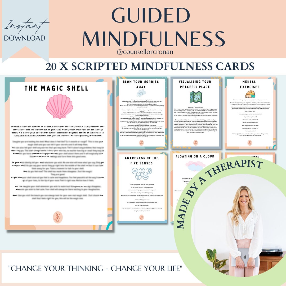 Guided Mindfulness Cards Scripted Meditation Handouts - Etsy