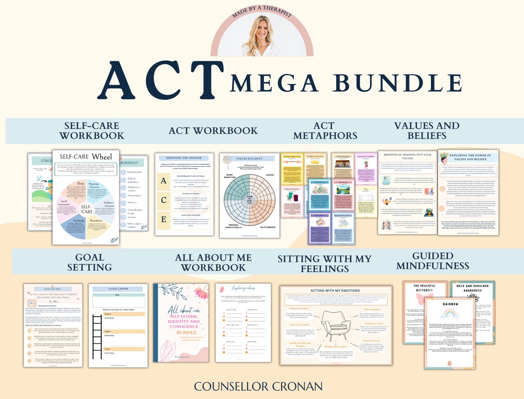 Accepting and Committing Therapy Mega Bundle Worksheets, Mental Health ...