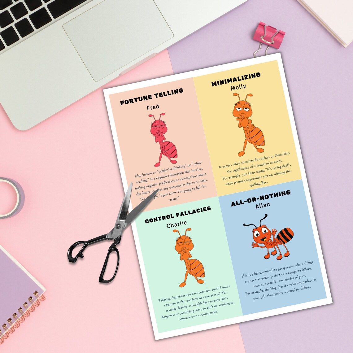 ANTS - Automatic Negative Thinking Cards. Thinking Errors, Cbt Cards ...