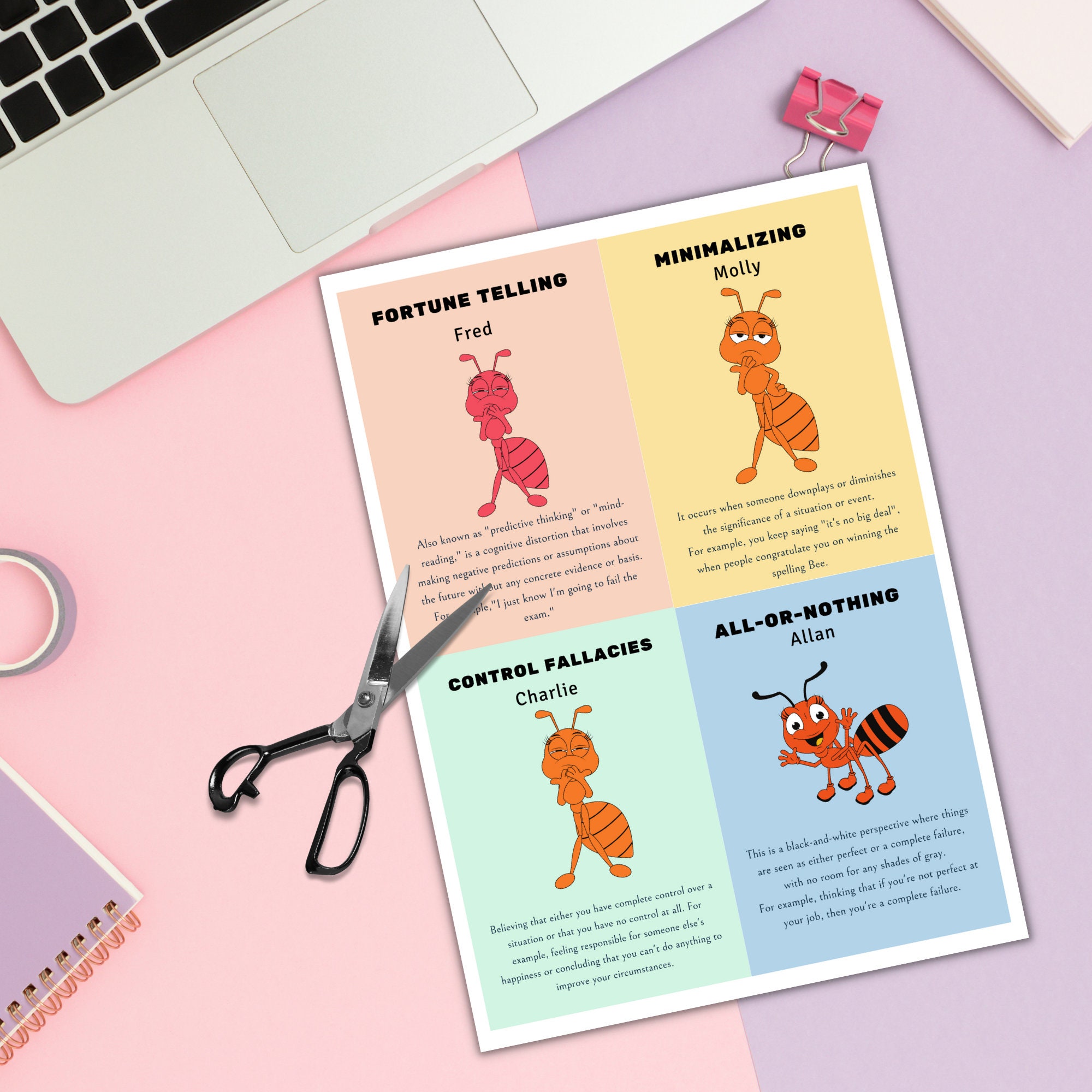 ANTS - Automatic Negative Thinking Cards. Thinking Errors, Cbt Cards ...