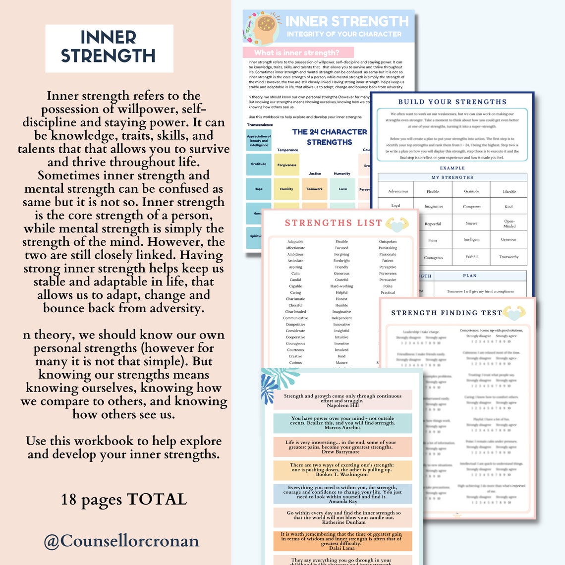 Inner Strength Worksheets Solution Focused Therapy Strengths - Etsy
