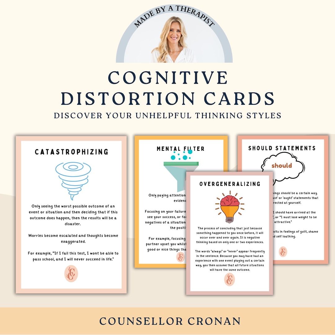 Cognitive Distortion Cards, Unhelpful Thinking, Thinking Traps ...