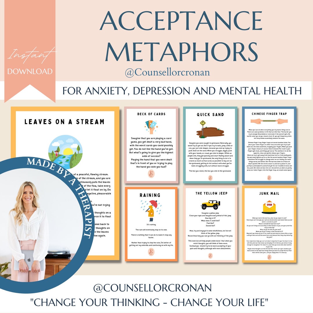 Acceptance Therapy Metaphor Flash Cards Commitment Therapy - Etsy UK