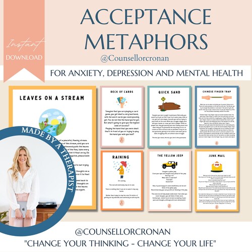 Acceptance Therapy Metaphor Flash Cards Commitment Therapy - Etsy Australia