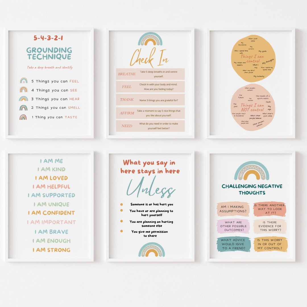 School Therapy Office Wall Art Bundle, Social Worker, Psychotherapy ...