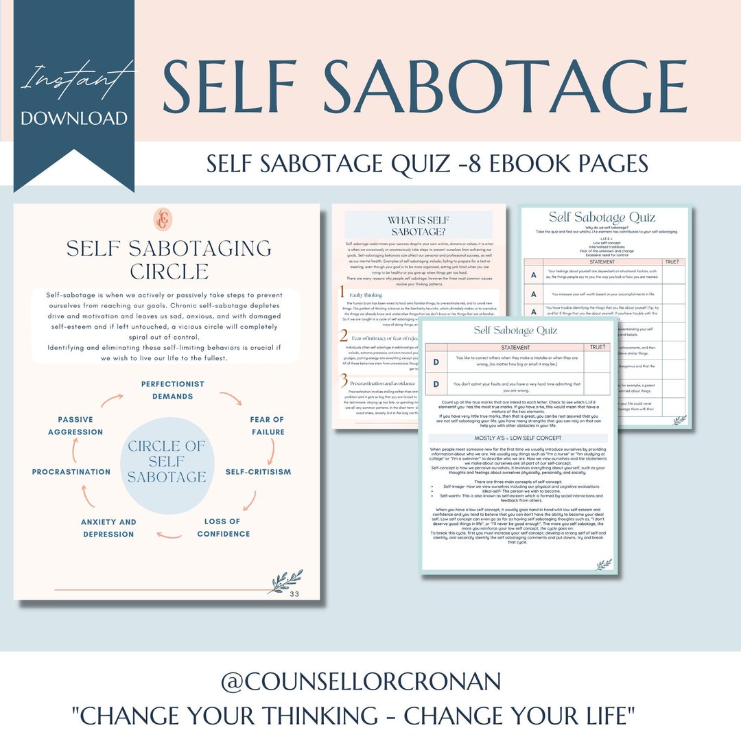 Self Sabotage Quiz Therapy Worksheets Self Love Journal - Etsy Australia