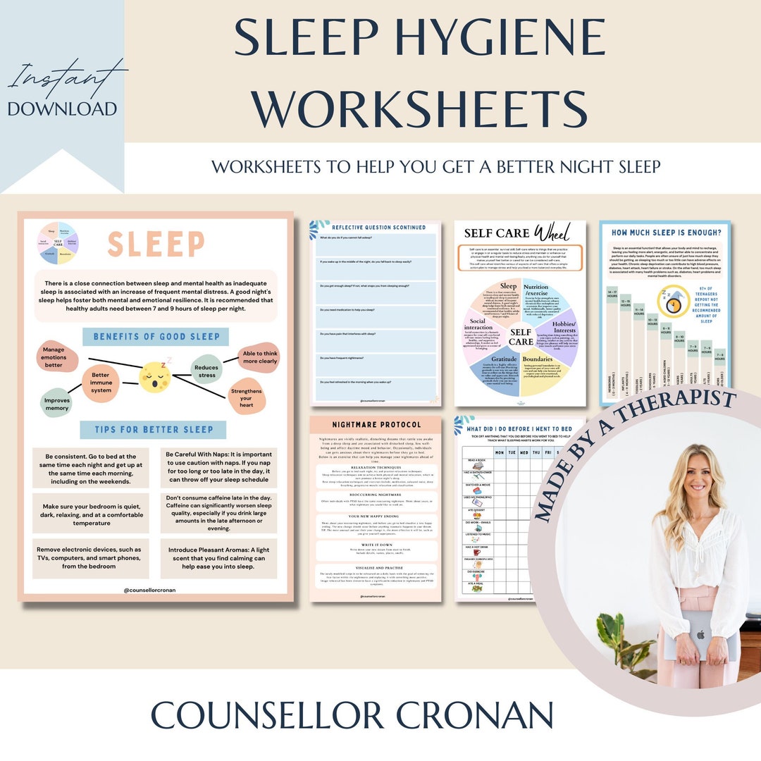 Sleep Hygiene Worksheets, Sleep Journal, Sleep Habits, Sleep Cycle ...