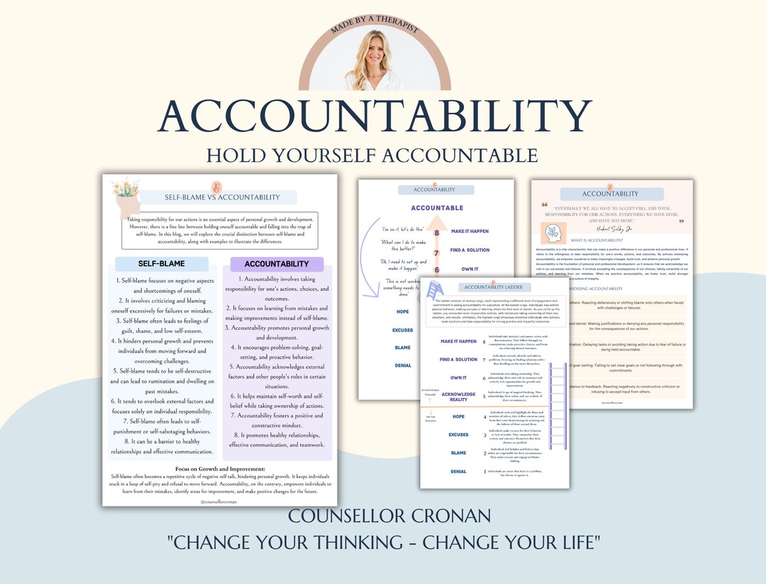 Accountability Worksheets Self-blame Vs Accountability. - Etsy Australia