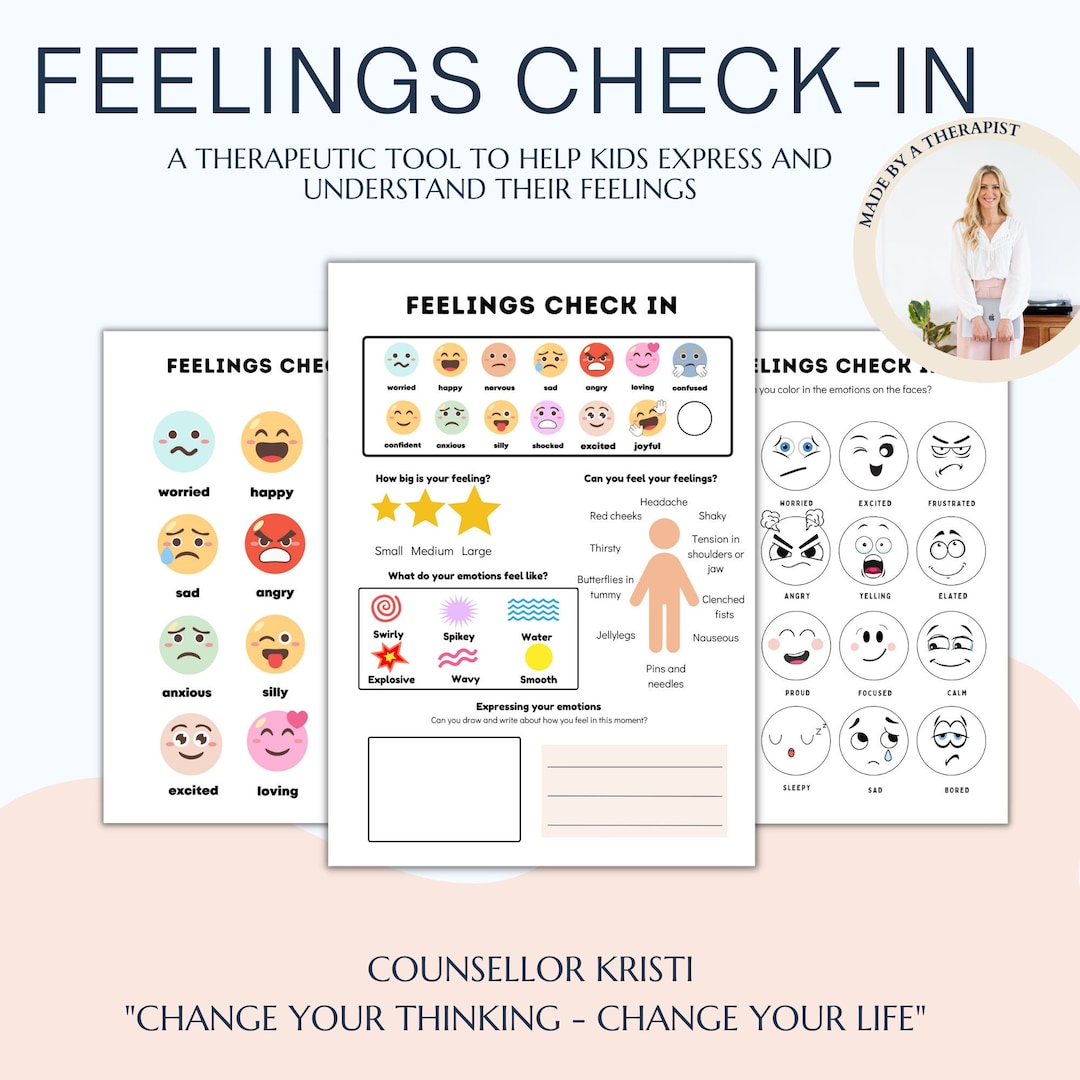 Kids Feelings Check in Worksheets. Feelings Poster Emotional - Etsy ...
