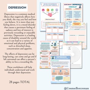 Depression Digital Download Worksheets Group Therapy Tools - Etsy