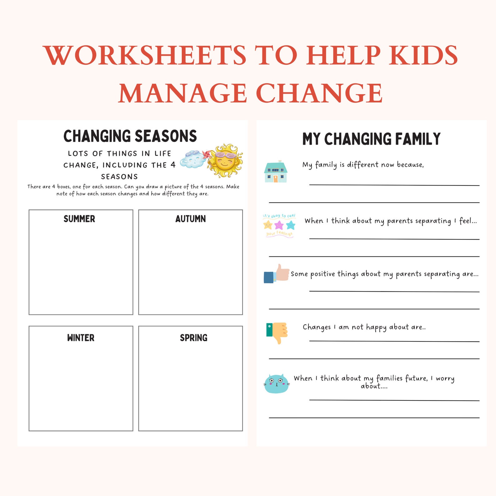 Divorce Worksheets for Kids Separation Journal Therapy - Etsy