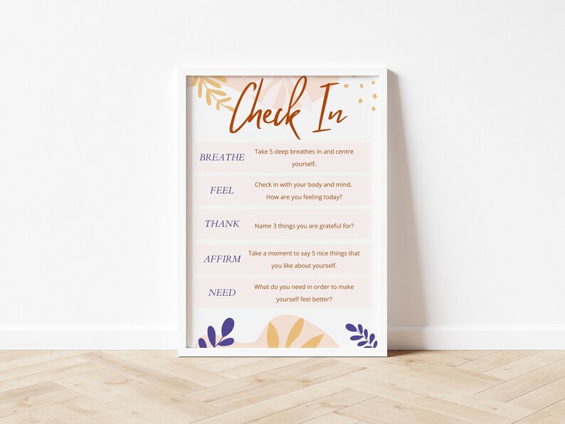 Self-care Check-in Poster Therapy Office Decor Therapy Office | Etsy ...