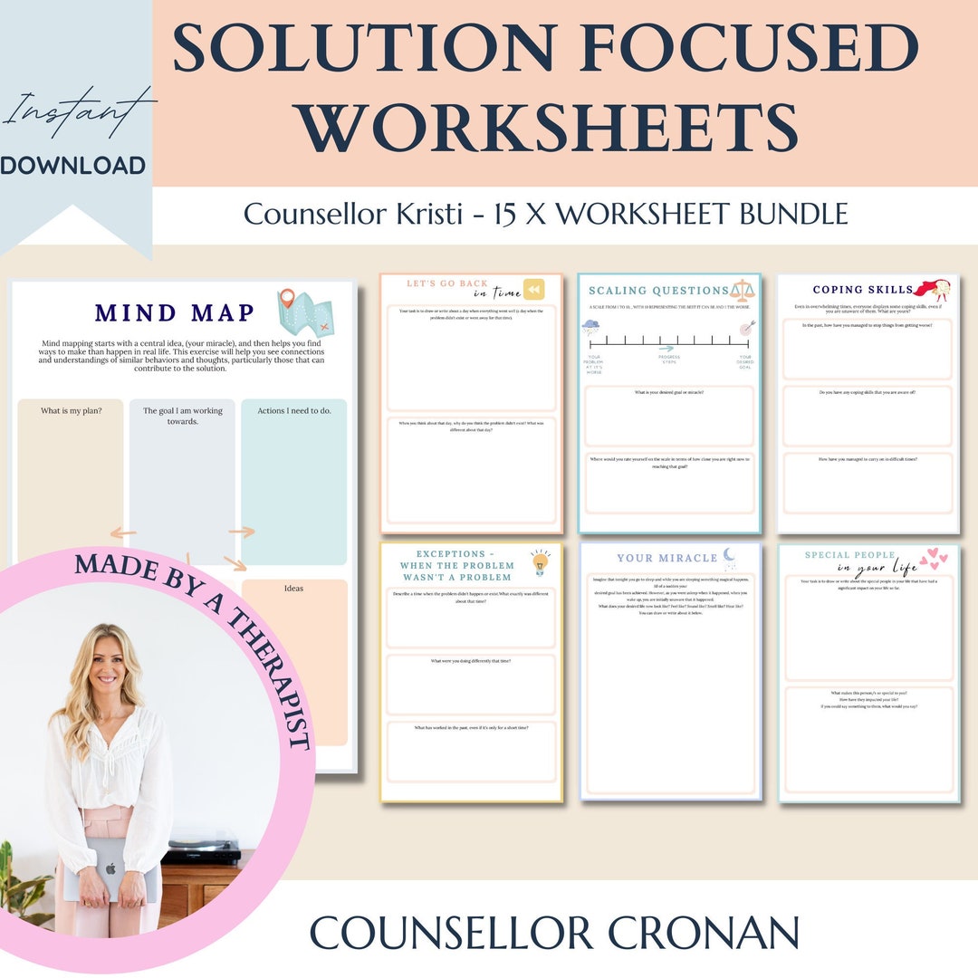 Solution Focused Mental Health Therapy Worksheets, Therapy Tools ...