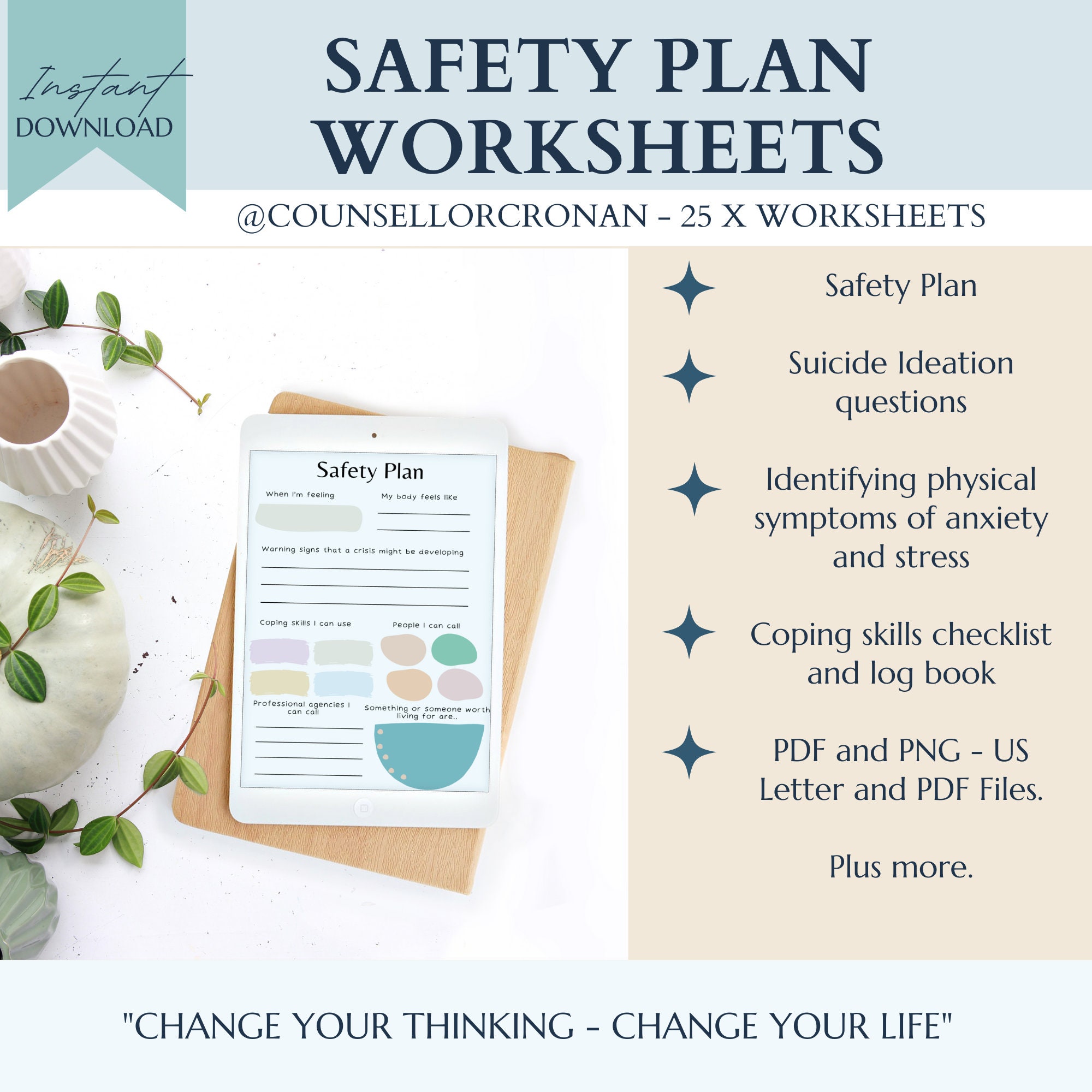 Safety Plan Worksheets Crisis Plan Workbook Suicide - Etsy Australia