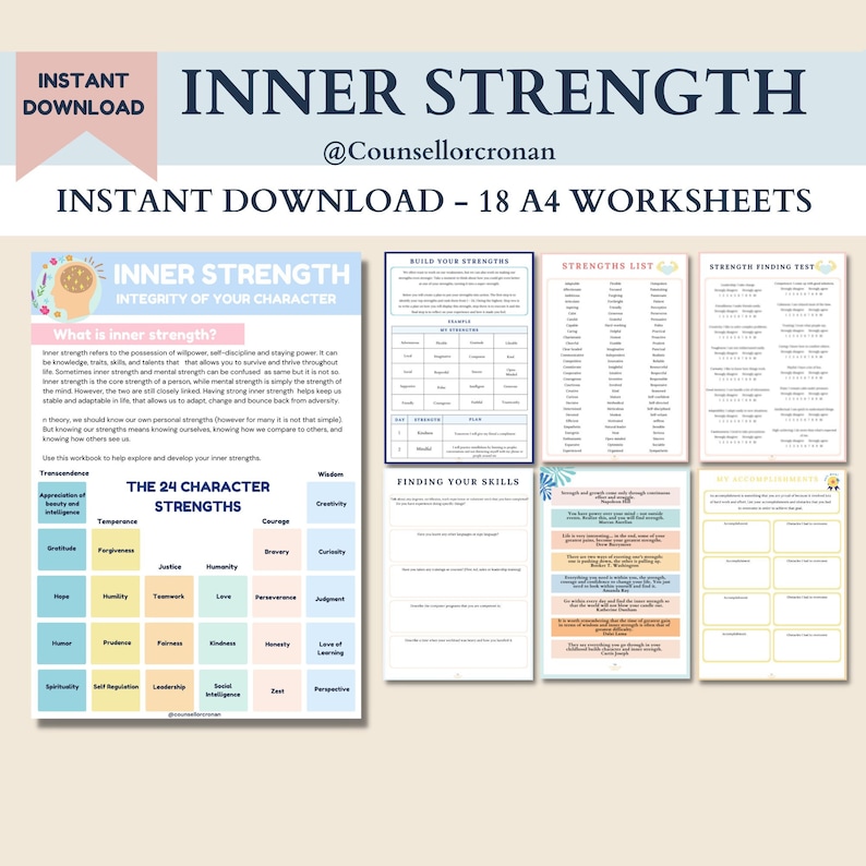 Inner Strength Worksheets Solution Focused Therapy Strengths - Etsy