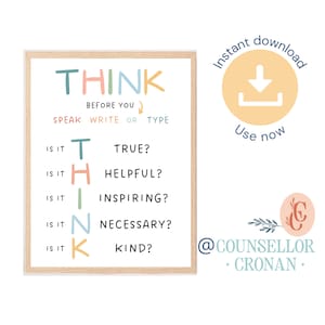 Think Before You Speak Poster, Classroom Rules, House Rules, Be Kind ...