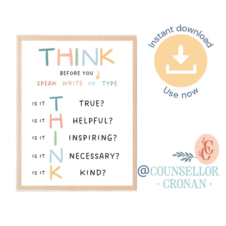 Think Before You Speak Poster, Classroom Rules, House Rules, Be Kind ...