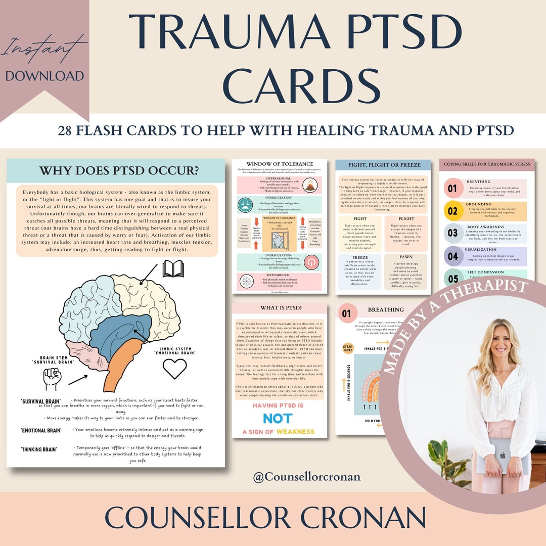 Trauma Therapy Cards, PTSD Coping Skills, Panic Attacks, Trauma ...