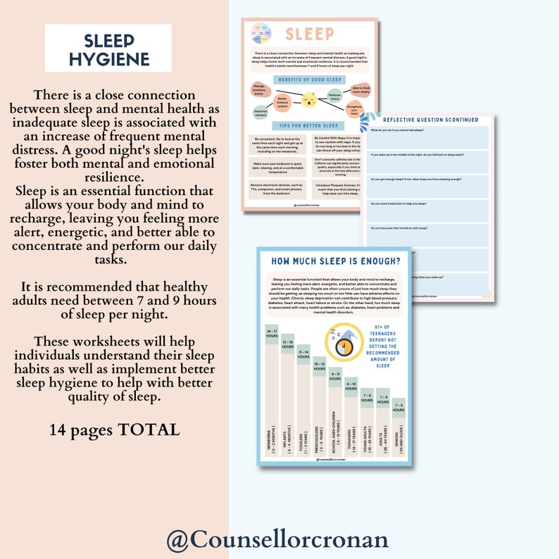 Sleep Hygiene Worksheets Sleep Journal Sleep Habits Sleep - Etsy Australia