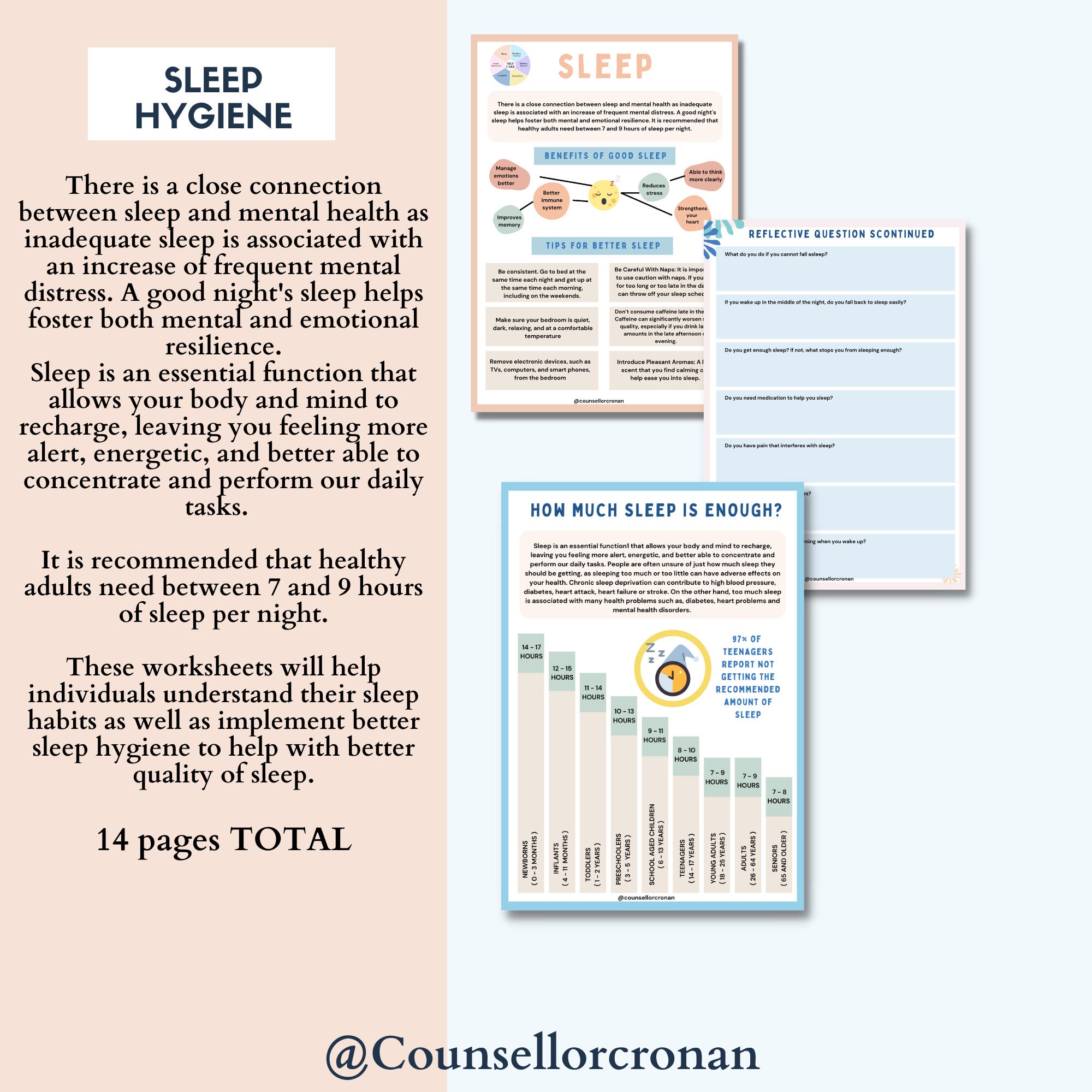 Sleep Hygiene Worksheets Sleep Journal Sleep Habits Sleep - Etsy