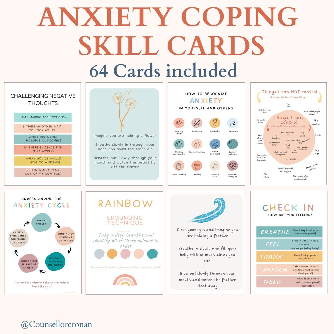 Anxiety Coping Cards Coping Skills Social Emotional | Etsy Ireland