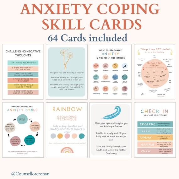 Anxiety Coping Cards Coping Skills Social Emotional | Etsy Australia