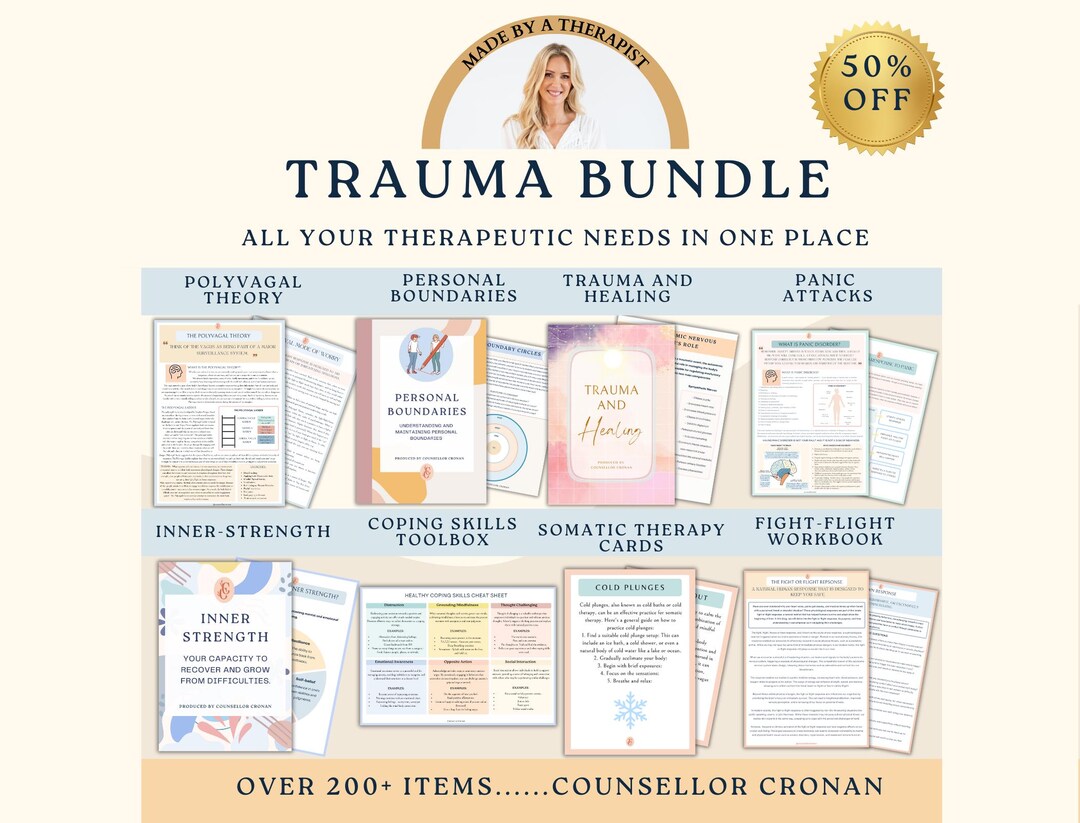 Trauma Therapy 50% off Bundle, Anxiety Coping Skill Card, Therapy ...