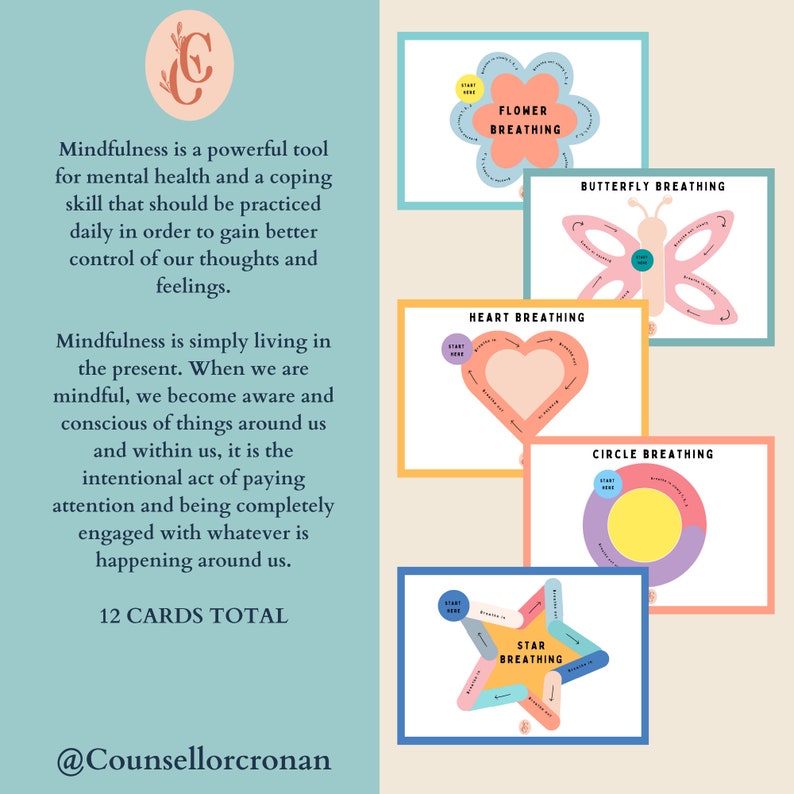 Kids Shape Breathing Cards Mindfulness Activities Calming - Etsy