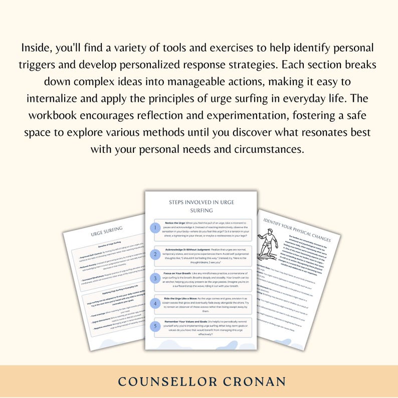 Urge Surfing Worksheets, Manage Your Urges, Self Harm, Addiction ...