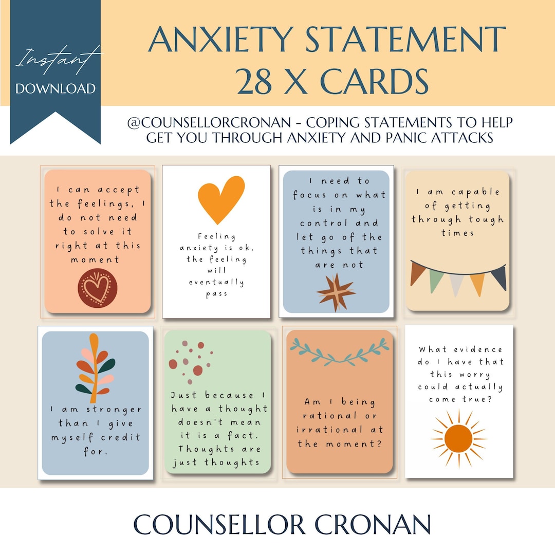 Anxiety Cards, Coping Skills, Therapy Tools, Mindfulness Cards, DBT ...
