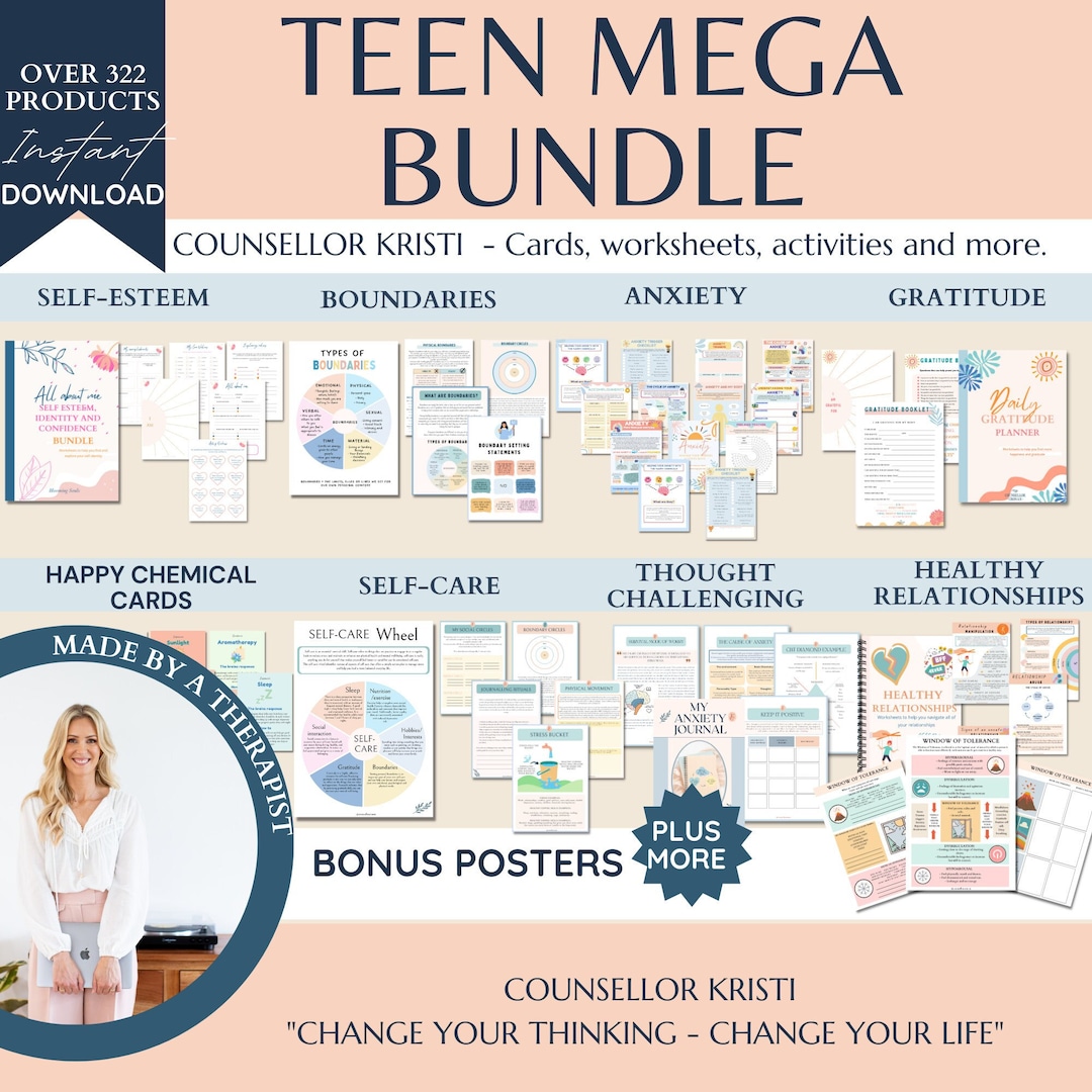 Teen Therapy Mega Worksheet Bundle Therapy Workbook - Etsy