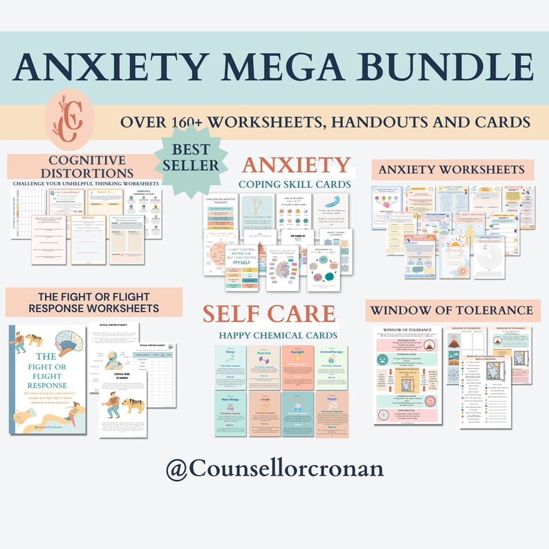 Anxiety Coping Skills Mega Bundle Therapy Worksheets Anxiety - Etsy ...