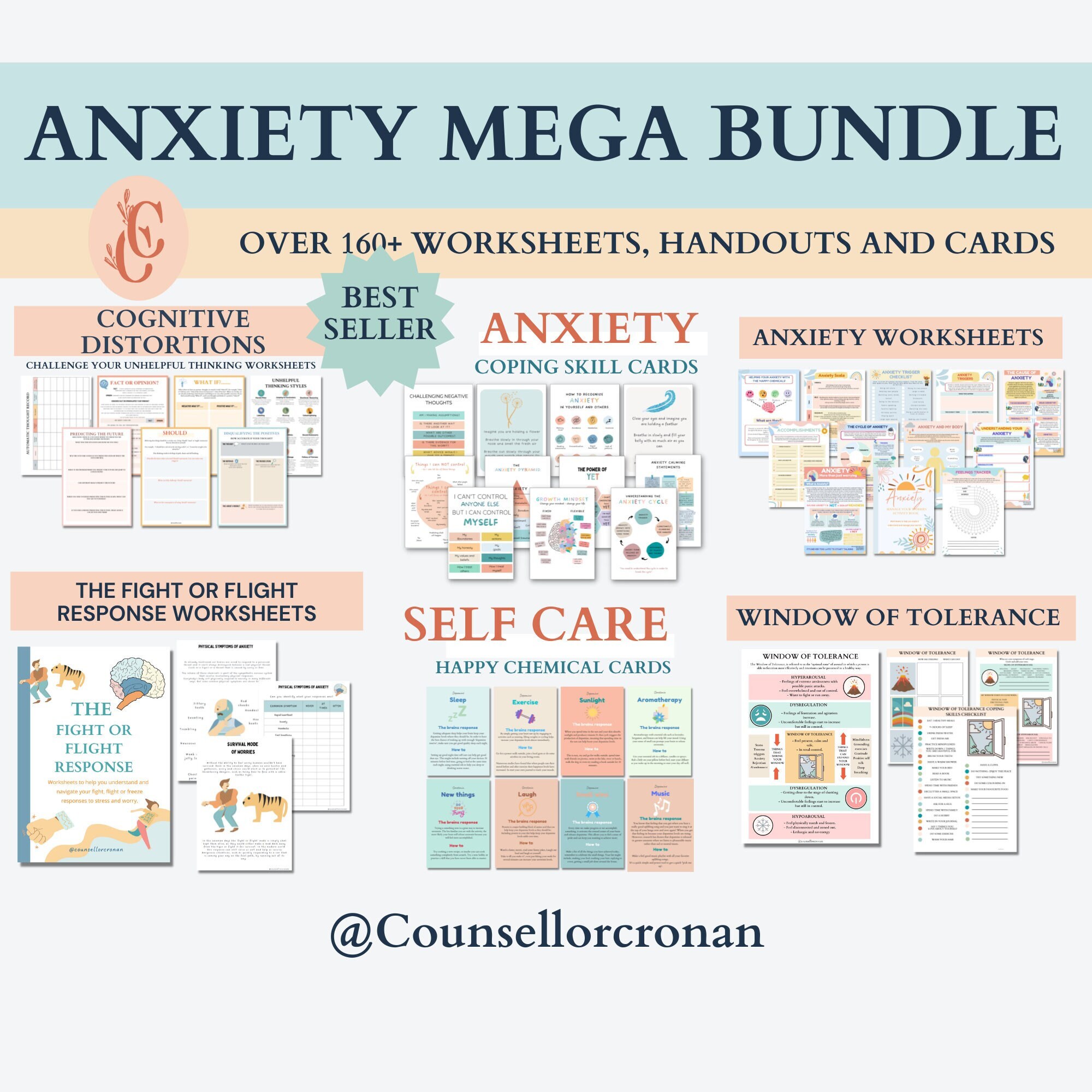 Anxiety Coping Skills Mega Bundle Therapy Worksheets Anxiety - Etsy ...