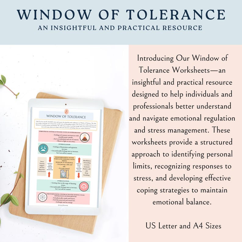 Window of Tolerance Worksheet, Trauma Therapy, DBT, Therapy Office ...
