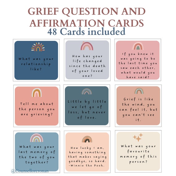 Grief Question and Affirmation Cards Therapy Office Decor - Etsy